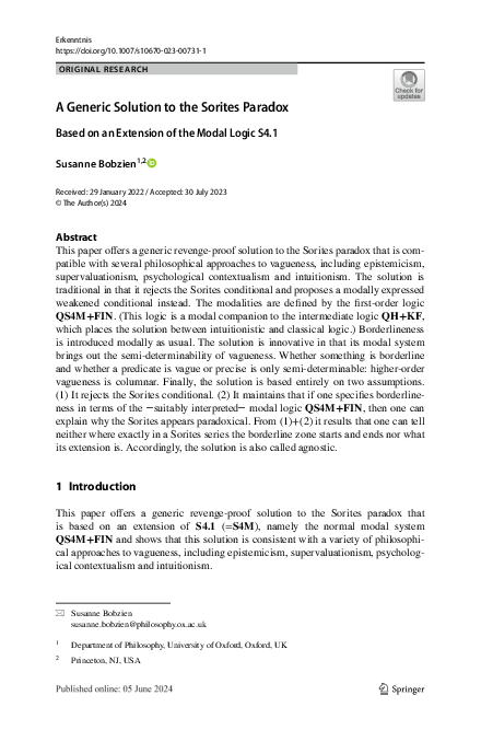 (PDF) A Generic Solution to the Sorites Paradox (Based on an Extension ...