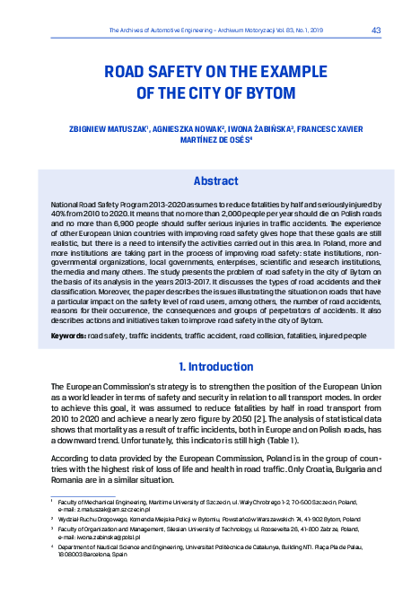 (PDF) Road safety on the example of the city of Bytom