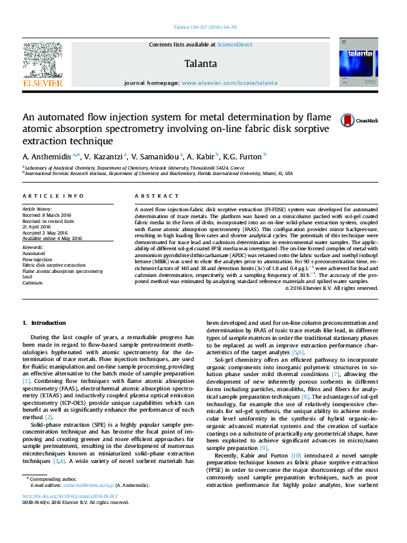 (PDF) An automated flow injection system for metal determination by flame atomic absorption ...