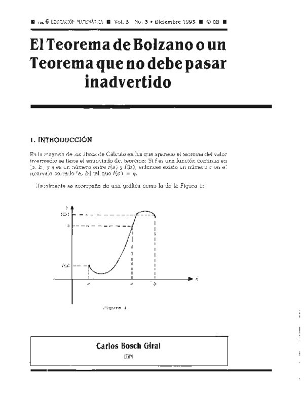 (PDF) El Teorema de Bolzano, o un Teorema que No Debe Pasar Inadvertido