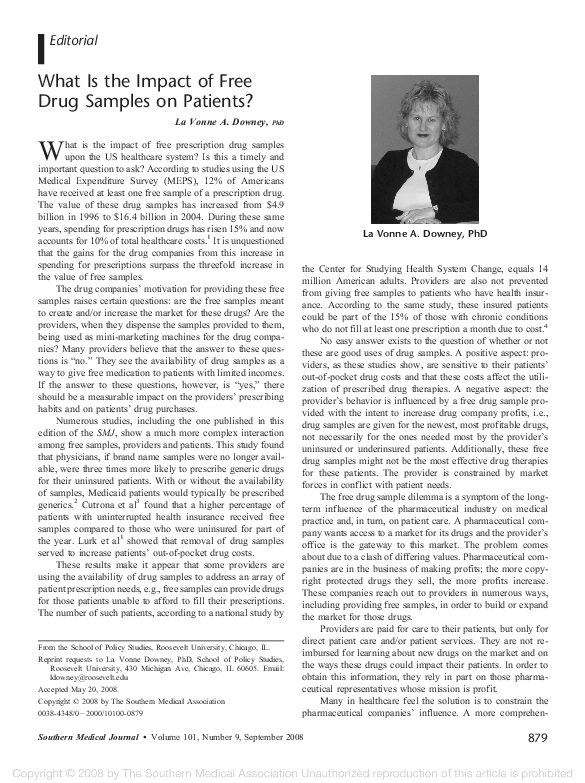 (PDF) What Is the Impact of Free Drug Samples on Patients?