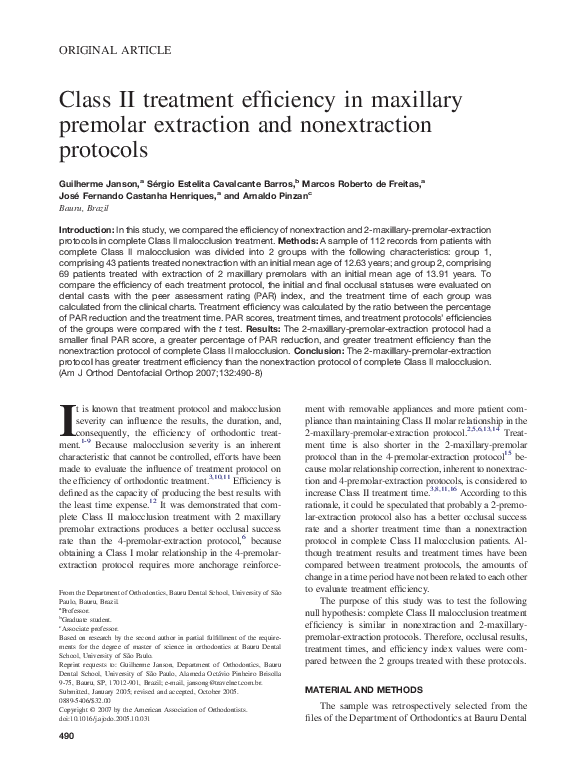(PDF) Class II treatment efficiency in maxillary premolar extraction ...
