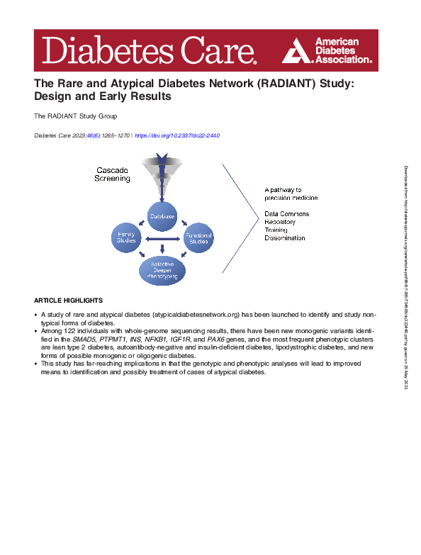 (PDF) The Rare and Atypical Diabetes Network (RADIANT) Study: Design ...
