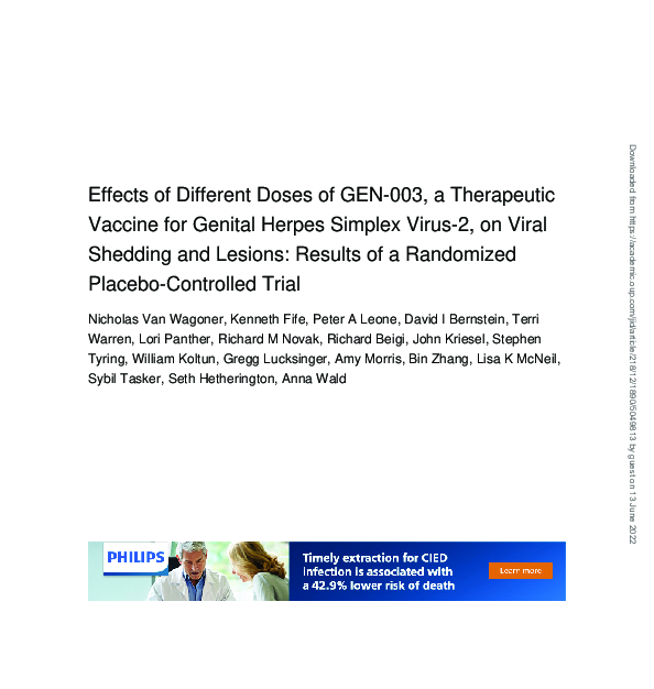 (PDF) GEN-003 Vaccine Efficacy for HSV-2 Treatment