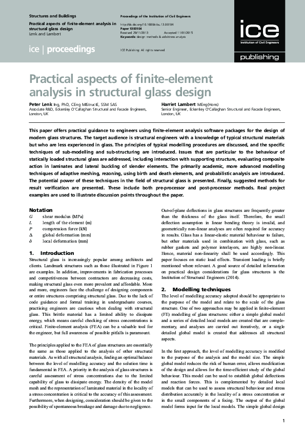 (PDF) Practical aspects of finite-element analysis in structural glass ...