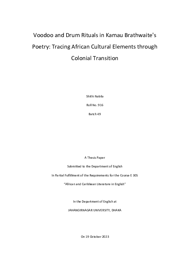 (PDF) Voodoo and Drum Rituals in Kamau Brathwaite's Poetry: Tracing ...