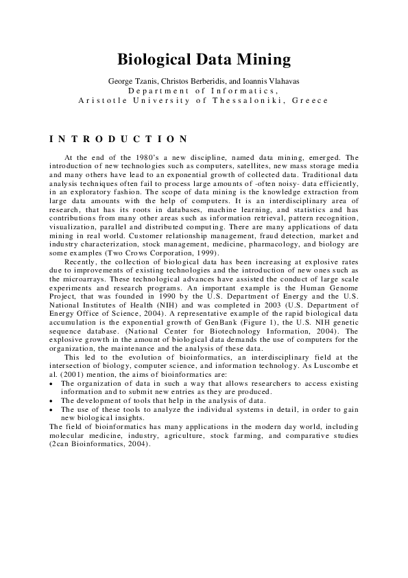 (PDF) Biological Data Mining