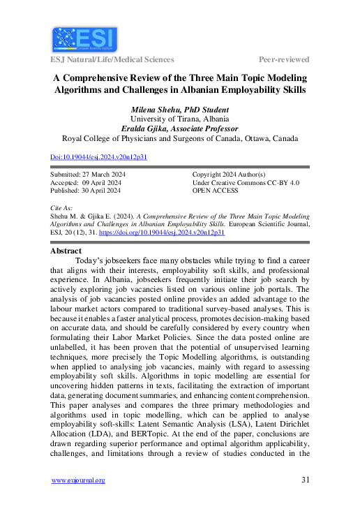 Pdf A Comprehensive Review Of The Three Main Topic Modeling Algorithms And Challenges In