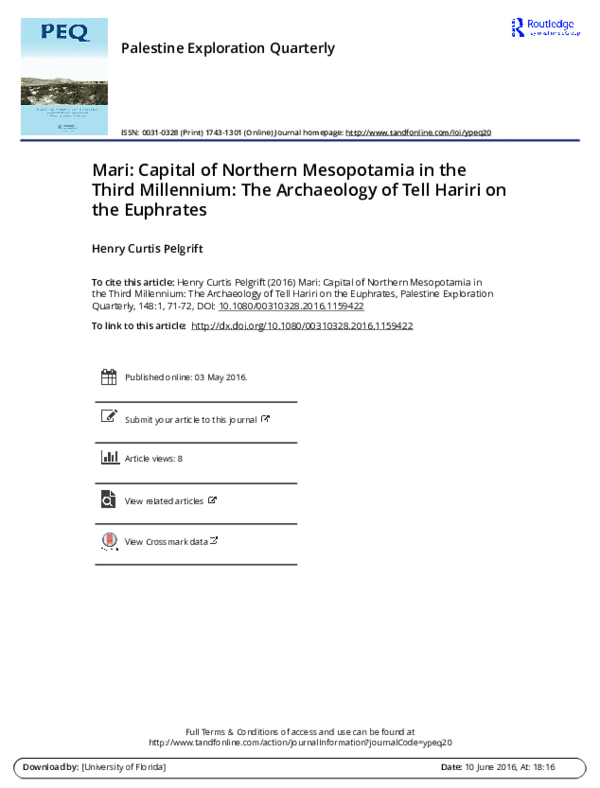 (PDF) Mari: Capital of Northern Mesopotamia in the Third Millennium ...