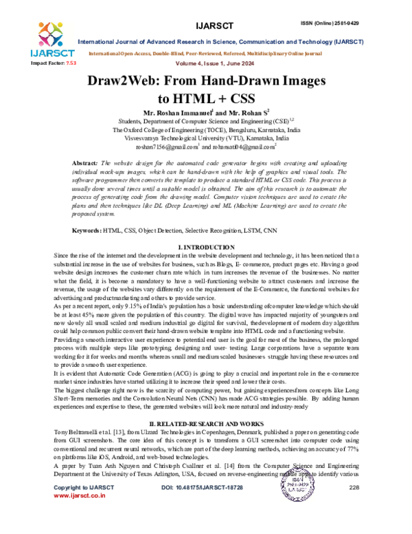 (PDF) Draw2Web: From Hand-Drawn Images to HTML + CSS