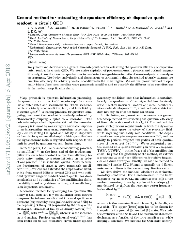 (PDF) General method for extracting the quantum efficiency of dispersive qubit readout in ...