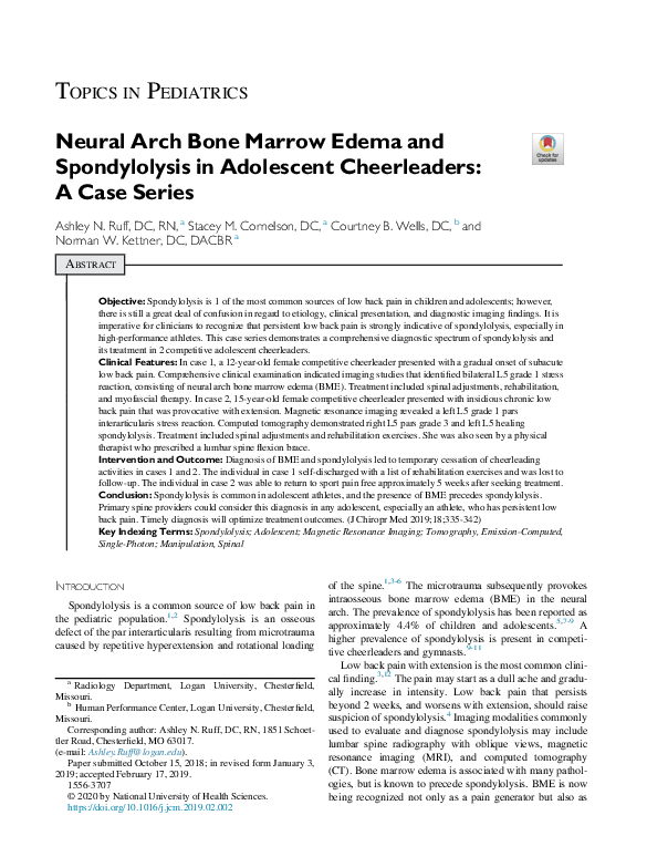 (PDF) Neural Arch Bone Marrow Edema and Spondylolysis in Adolescent ...