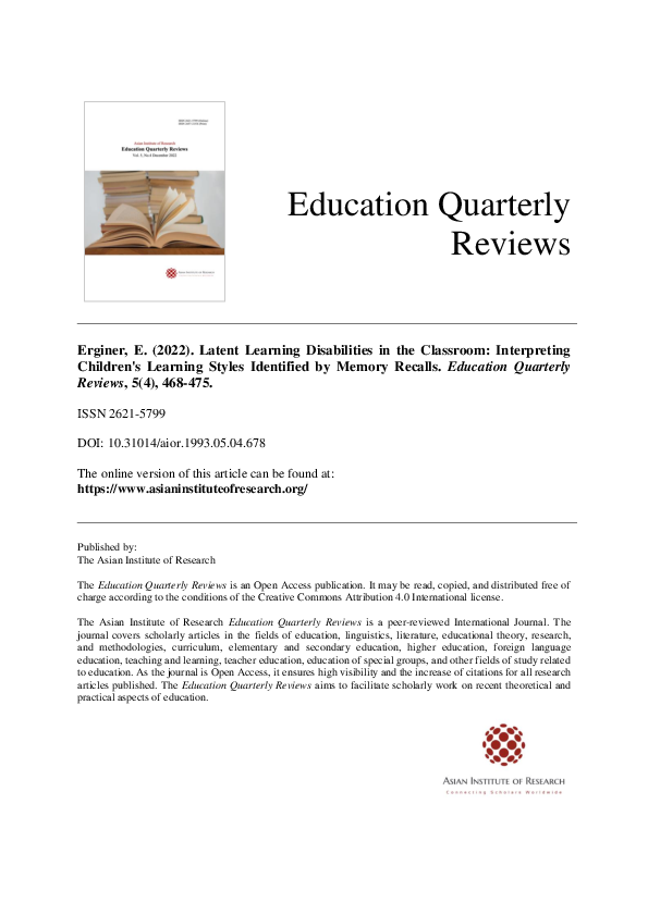 Pdf Latent Learning Disabilities In The Classroom Interpreting