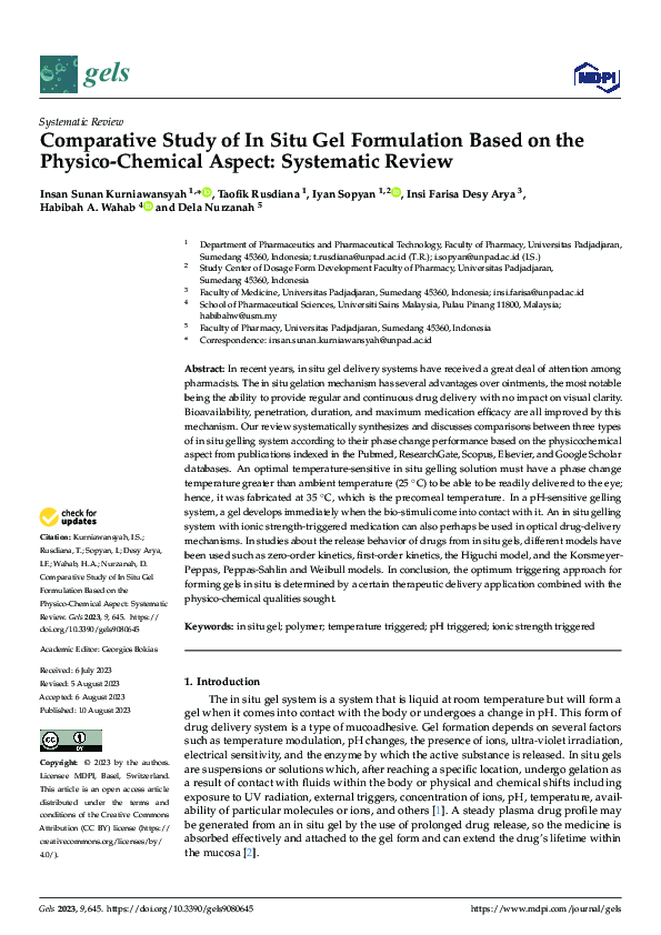 (PDF) Comparative Study of In Situ Gel Formulation Based on the Physico ...