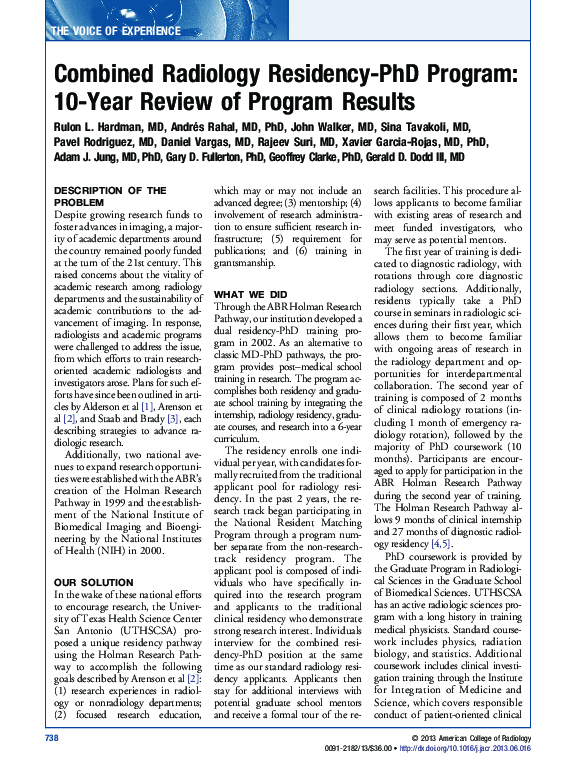 (PDF) Combined Radiology Residency-PhD Program: 10-Year Review of ...