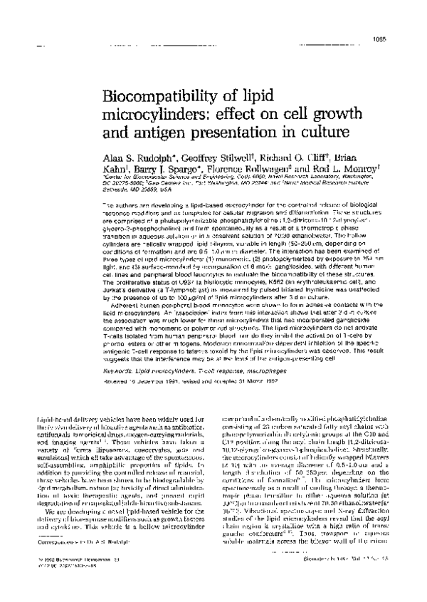 (PDF) Biocompatibility of lipid microcylinders: effect on cell growth ...