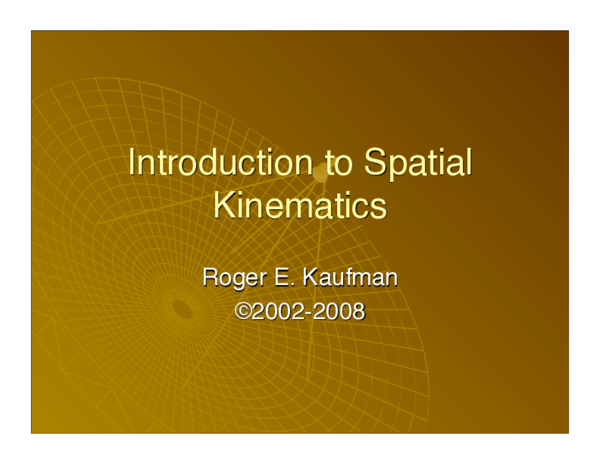 (PDF) Introduction to Spatial Kinematics