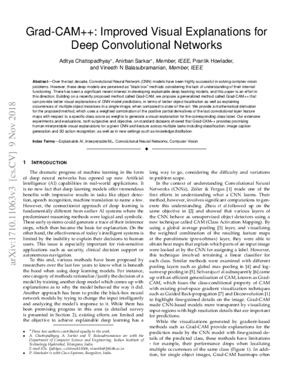 (PDF) Grad-CAM++: Improved Visual Explanations for Deep Convolutional Networks