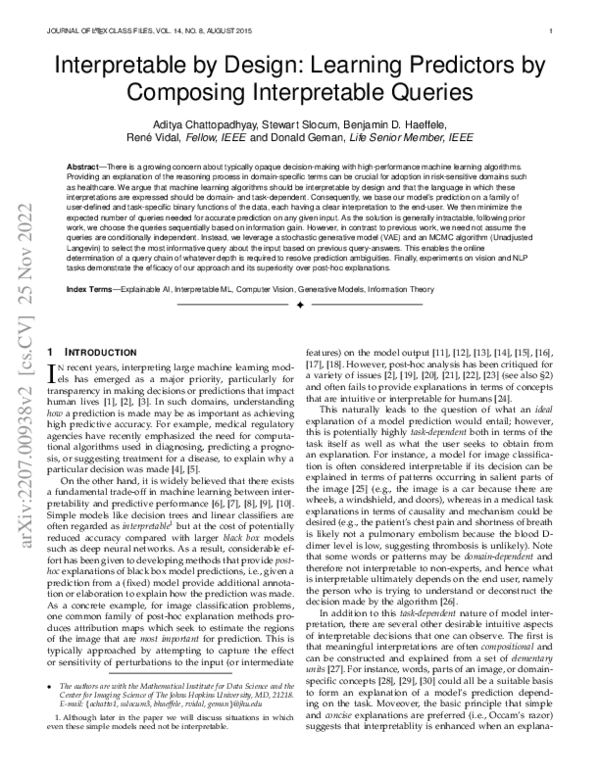 (PDF) Interpretable by Design: Learning Predictors by Composing Interpretable Queries