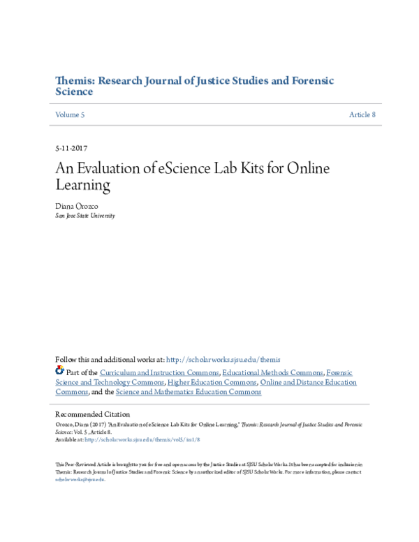 (PDF) An Evaluation of eScience Lab Kits for Online Learning