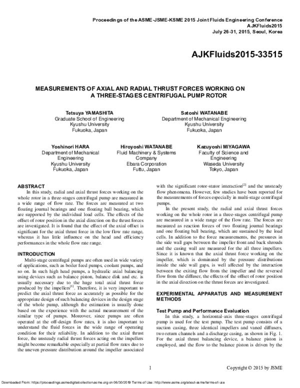 (PDF) Measurements of Axial and Radial Thrust Forces Working on a Three ...