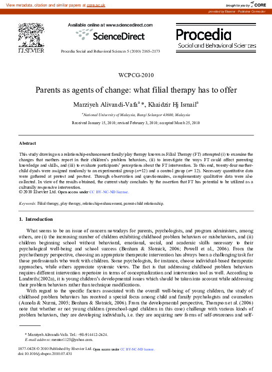 (PDF) Parents as agents of change: what filial therapy has to offer