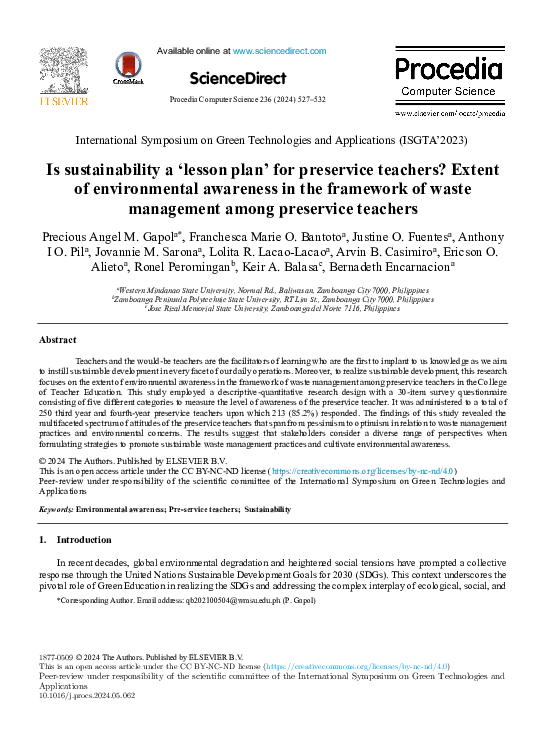 (PDF) Is sustainability a 'lesson plan' for preservice teachers? Extent ...