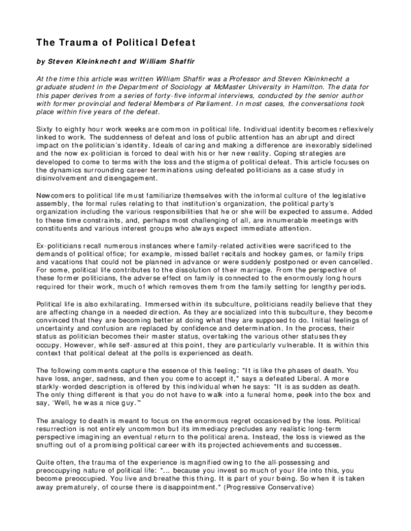 (PDF) Trauma of Political Defeat