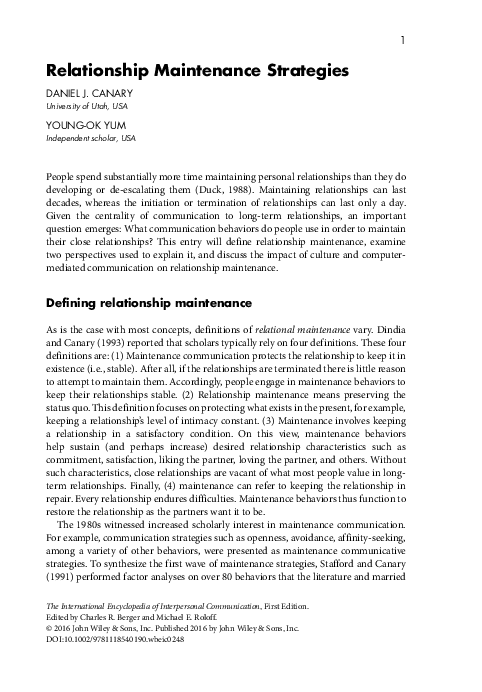 (PDF) Relationship Maintenance Strategies