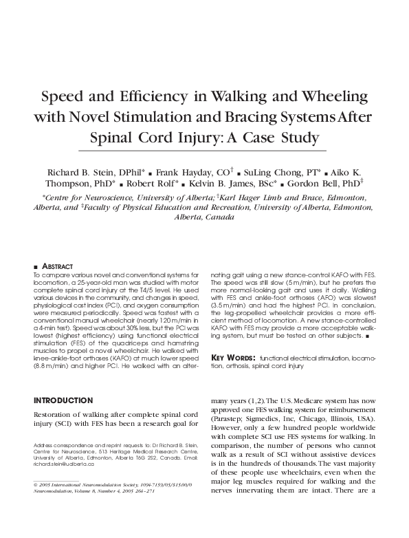 (PDF) Speed and Efficiency in Walking and Wheeling with Novel ...