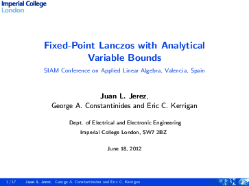 (PDF) Fixed-Point Lanczos with Analytical Variable Bounds