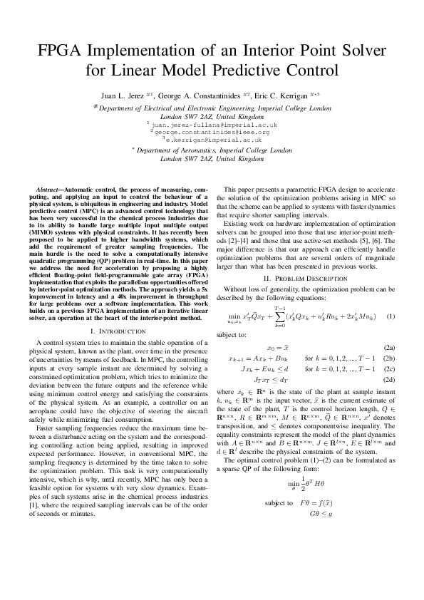(PDF) FPGA implementation of an interior point solver for linear model ...
