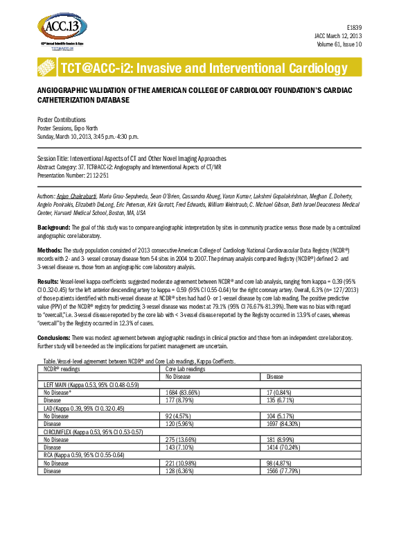 (PDF) Angiographic Validation of the American College of Cardiology ...