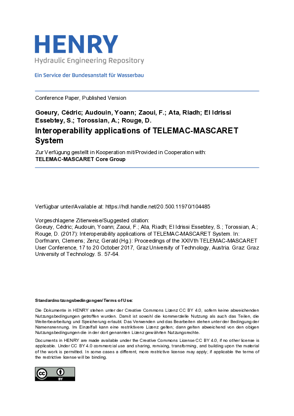 (PDF) Interoperability applications of TELEMAC-MASCARET System