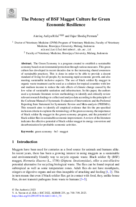 (PDF) The Potency of BSF Maggot Culture for Green Economic Resilience