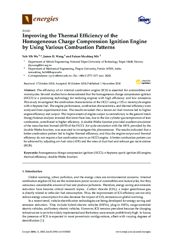 (PDF) Improving the Thermal Efficiency of the Homogeneous Charge ...