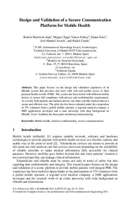 (PDF) Design and Validation of a Secure Communication Platform for ...