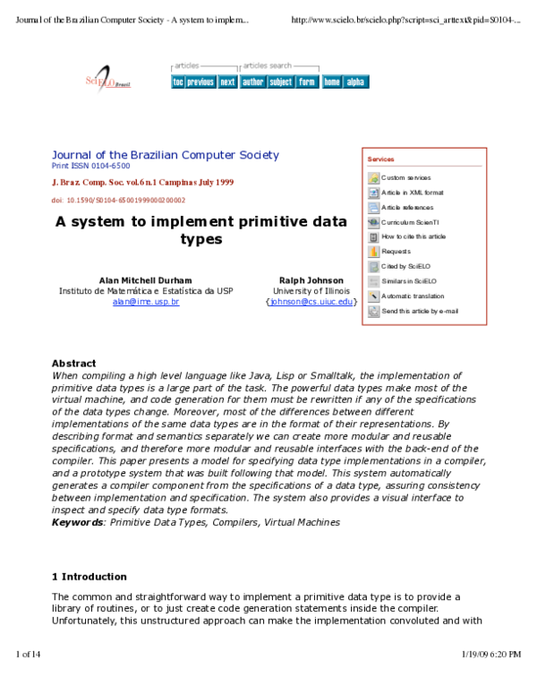 (PDF) A system to implement primitive data types