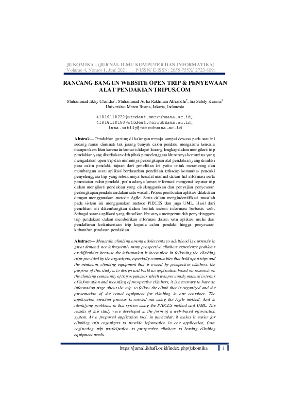(PDF) RANCANG BANGUN WEBSITE OPEN TRIP & PENYEWAAN ALAT PENDAKIAN TRIPUS.COM