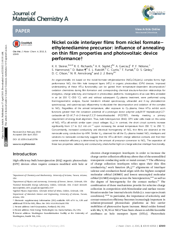 (PDF) Nickel oxide interlayer films from nickel formate–ethylenediamine ...