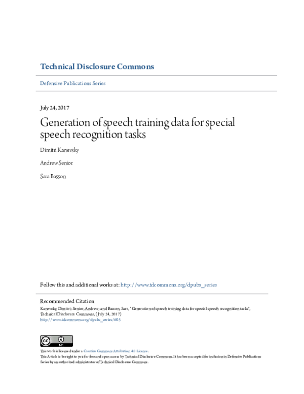(PDF) Generation of speech training data for special speech recognition ...