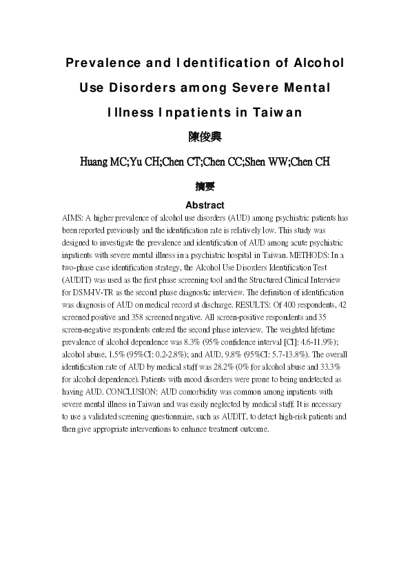 (PDF) Prevalence and identification of alcohol use disorders among ...