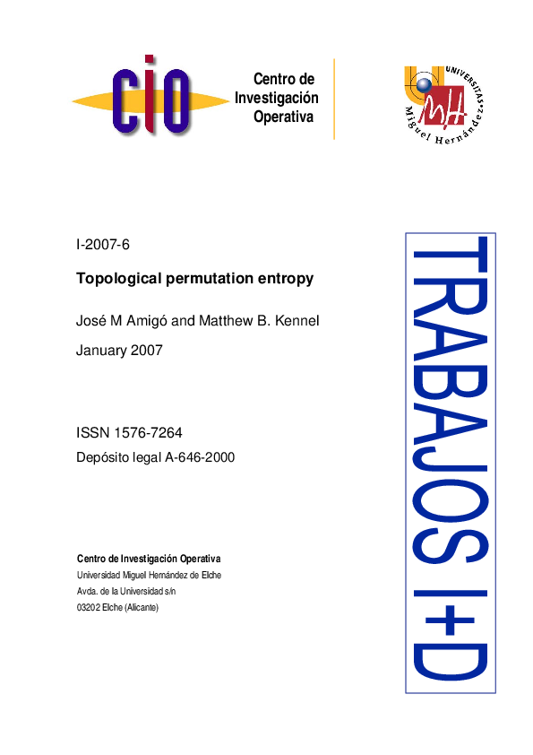 (PDF) Topological permutation entropy