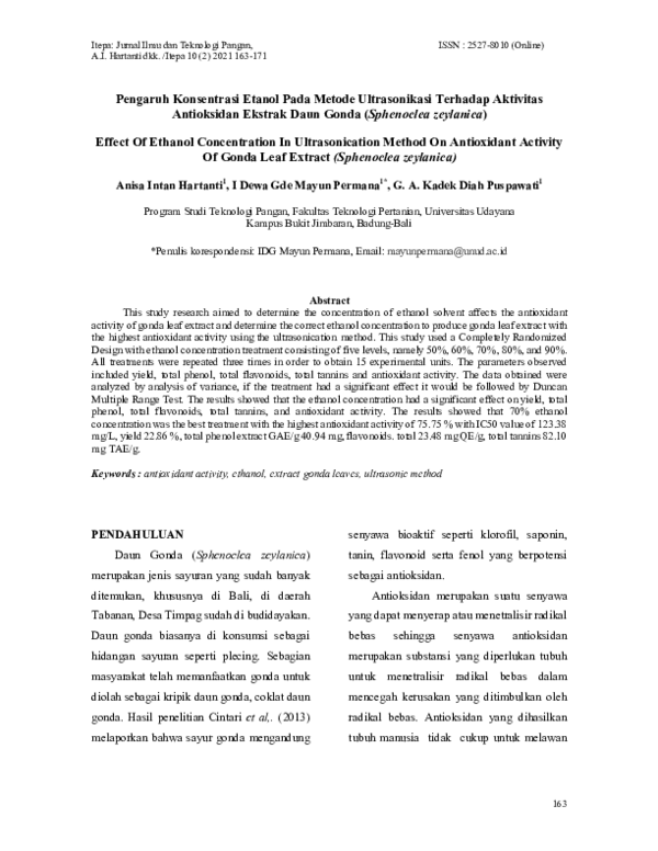 (PDF) Pengaruh Waktu Maserasi Terhadap Aktivitas Antioksidan Ekstrak ...