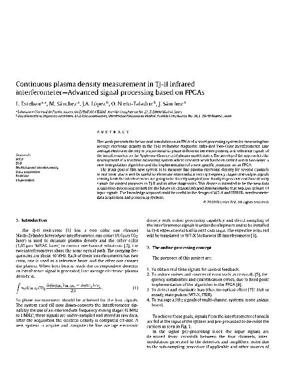 (PDF) Continuous plasma density measurement in TJ-II infrared interferometer—Advanced signal ...