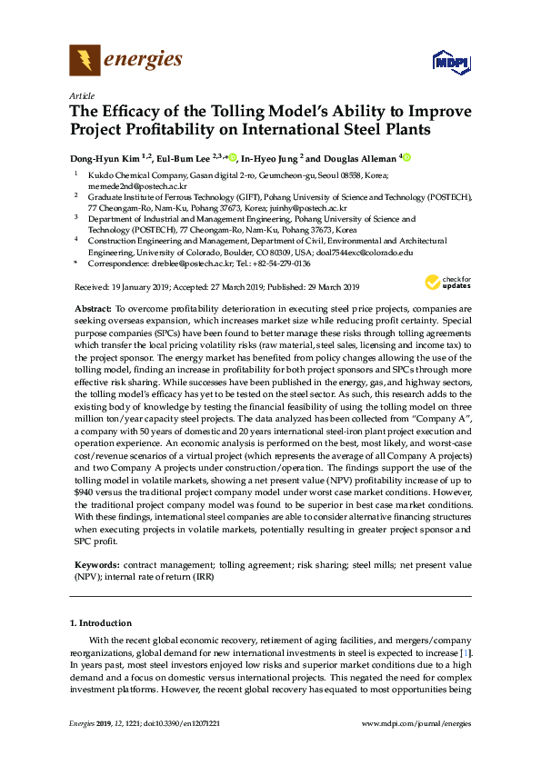 (PDF) The Efficacy of the Tolling Model’s Ability to Improve Project ...