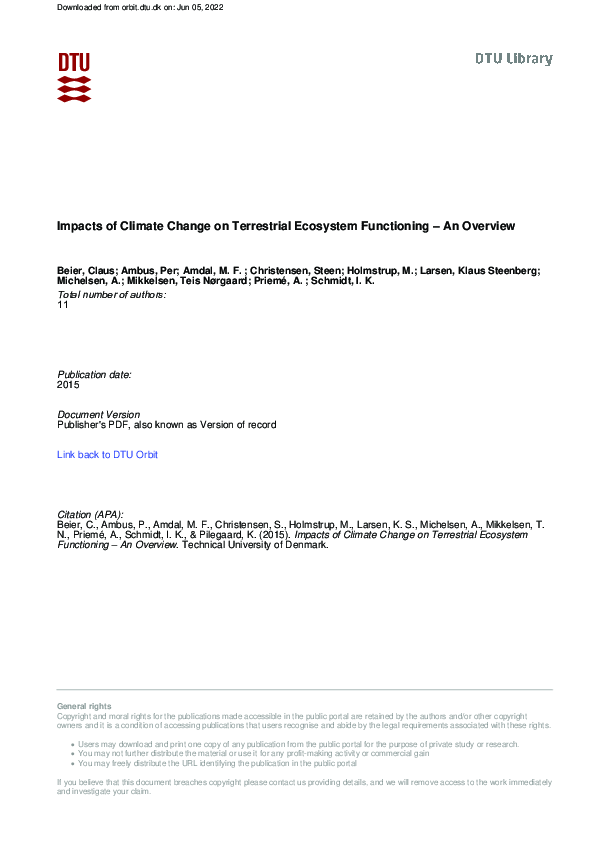 (PDF) Impacts of climate change on terrestrial ecosystem functioning ...
