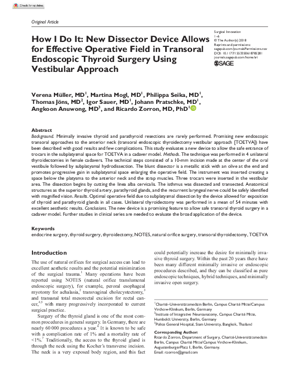 (PDF) How I Do It: New Dissector Device Allows for Effective Operative ...