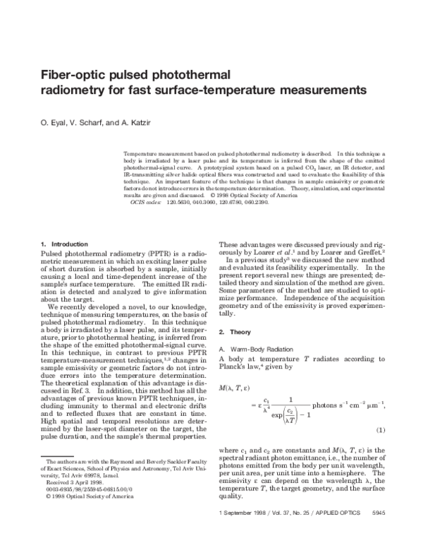 (PDF) Fiber-optic pulsed photothermal radiometry for fast surface ...