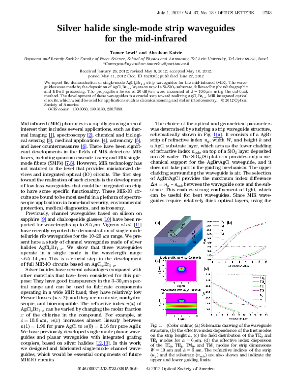 (PDF) Silver halide single-mode strip waveguides for the mid-infrared